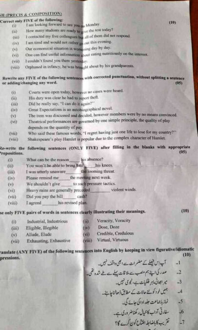 CSS English (Precis & Composition) Special Exam 2023 Paper - Legalversity