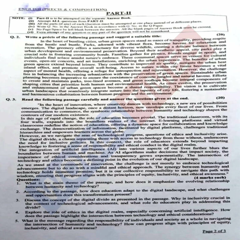 CSS English Precis & Composition Paper 2024 - Legalversity