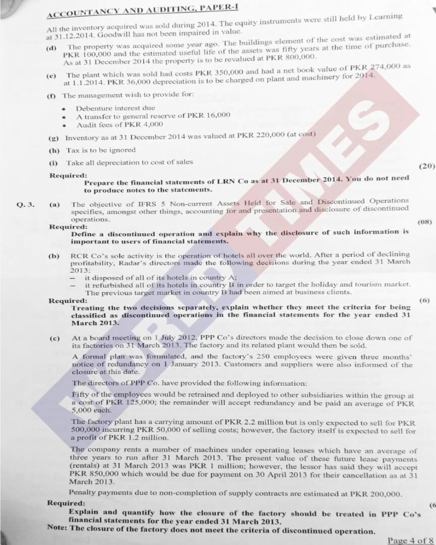 CSS Accounting & Auditing Paper-I 2024 - Legalversity