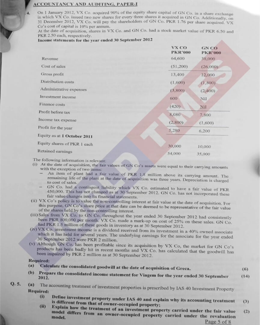 CSS Accounting & Auditing Paper-I 2024 - Legalversity