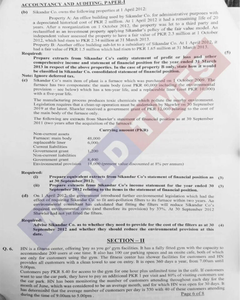 CSS Accounting & Auditing Paper-I 2024 - Legalversity