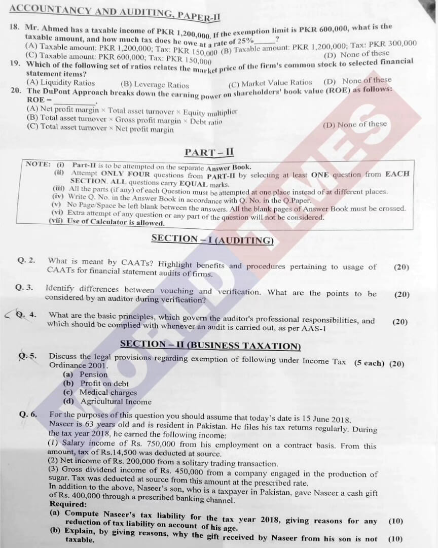 CSS Accounting & Auditing Paper-II 2024 - Legalversity