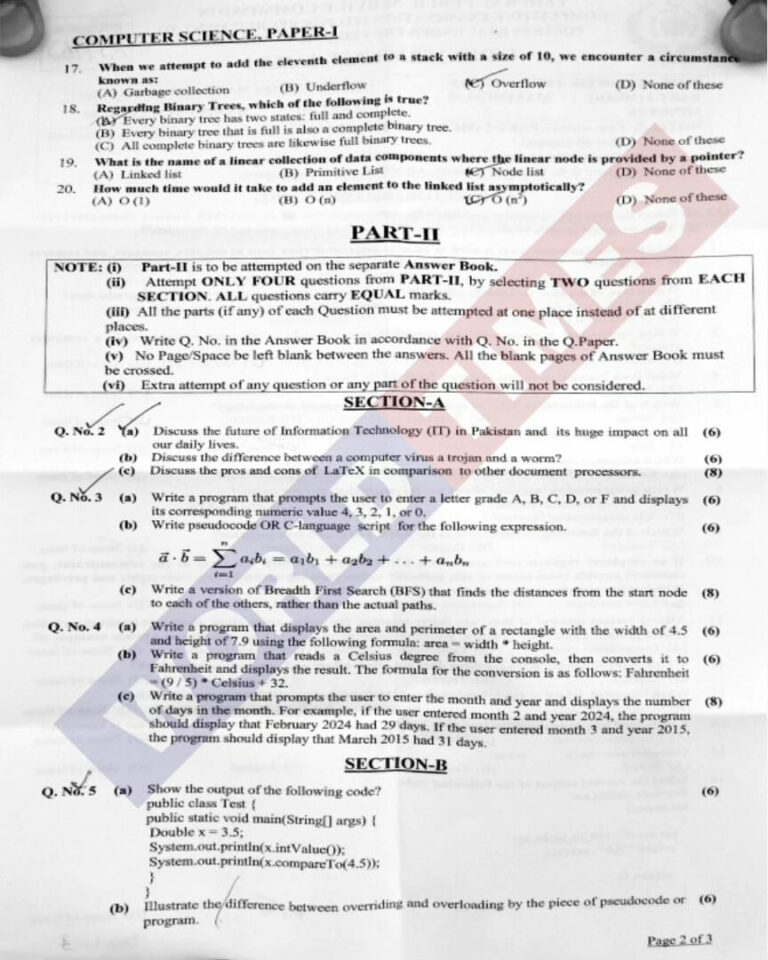 CSS Computer Science Paper-I 2024 - Legalversity