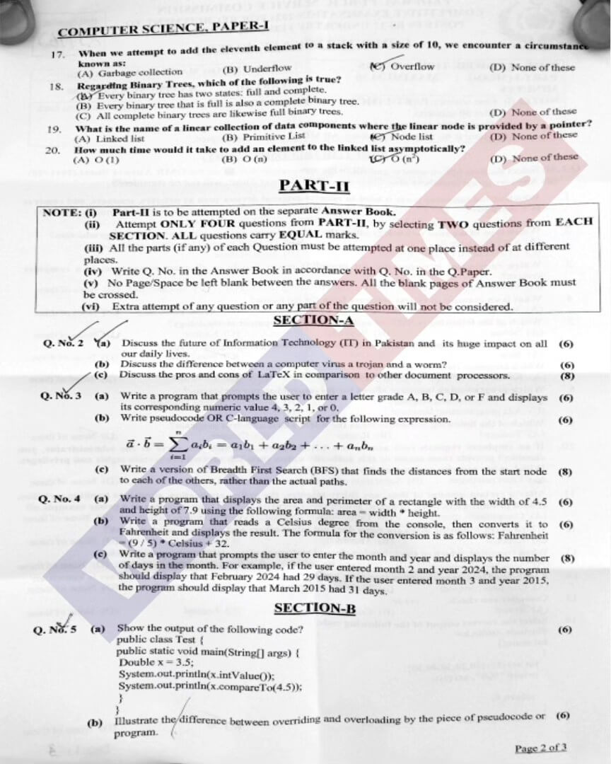 CSS Computer Science Paper-I 2024 - Legalversity