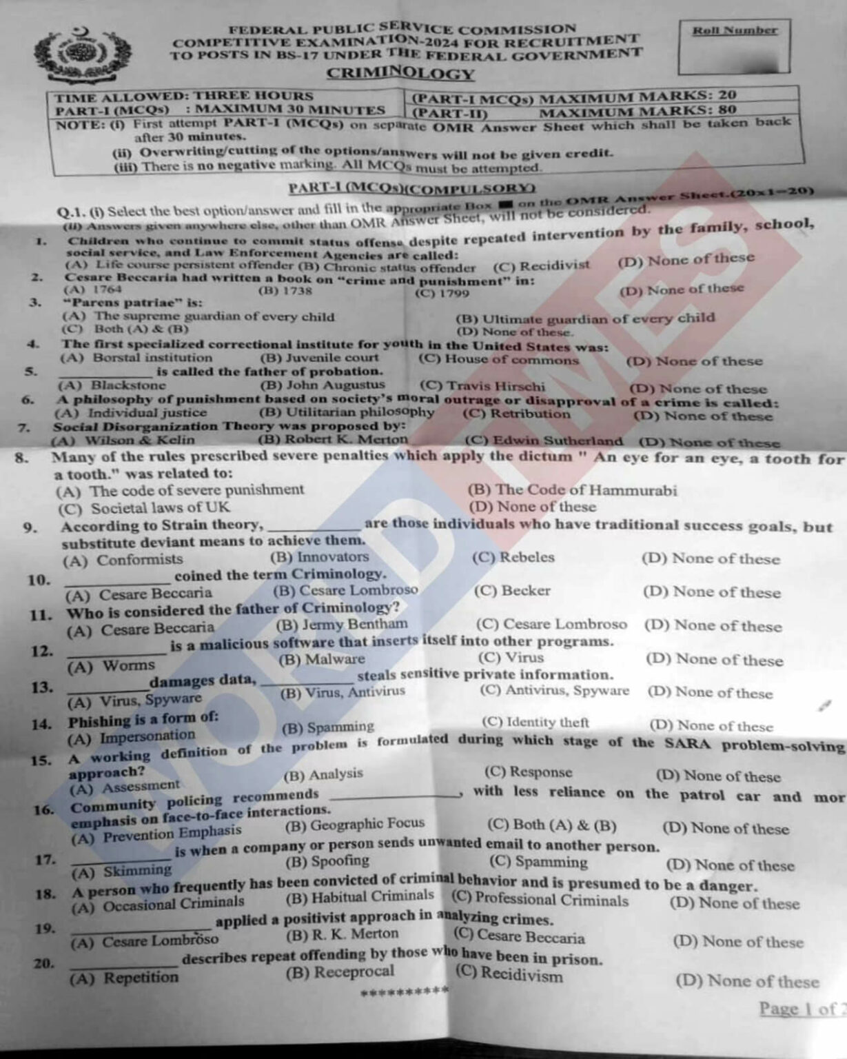 CSS Criminology Paper 2024 - Legalversity