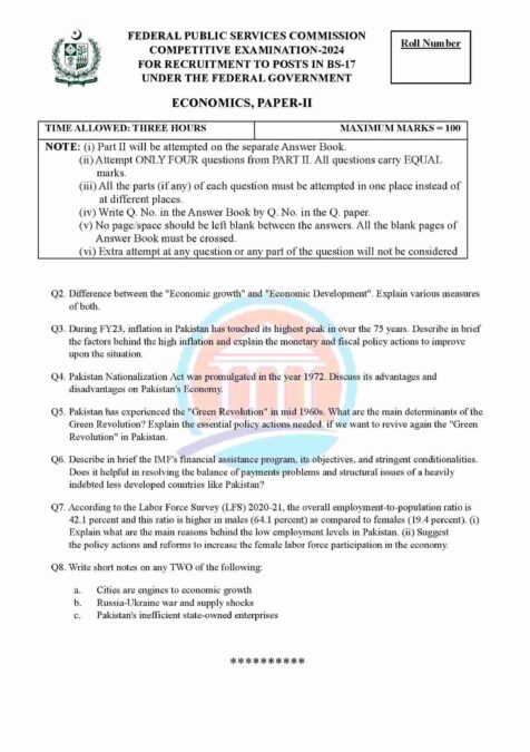 CSS Economics Paper-II 2024 - Legalversity