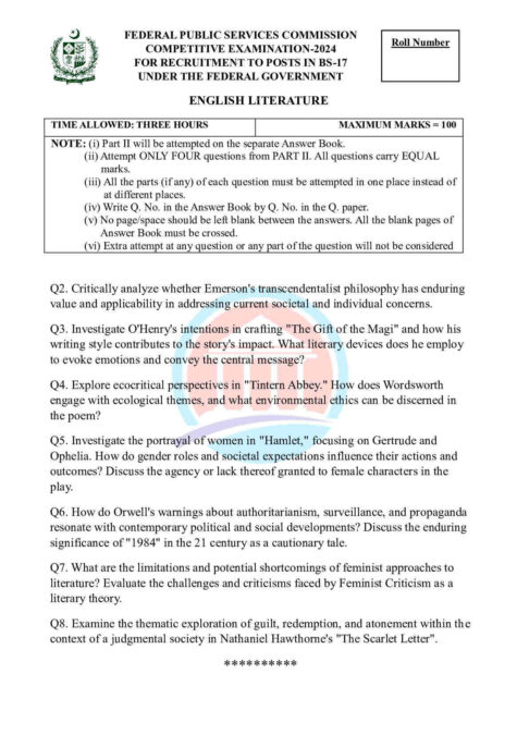 CSS English Literature Paper 2024 - Legalversity