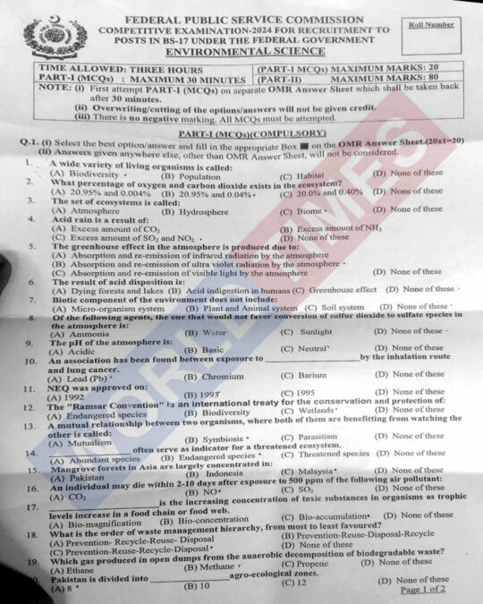 CSS Environmental Science Paper 2024 - Legalversity