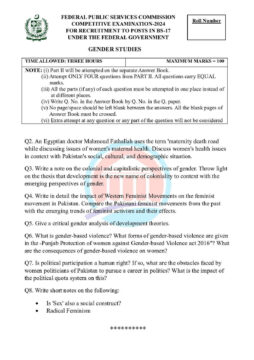 CSS Gender Studies Paper 2024 - Legalversity