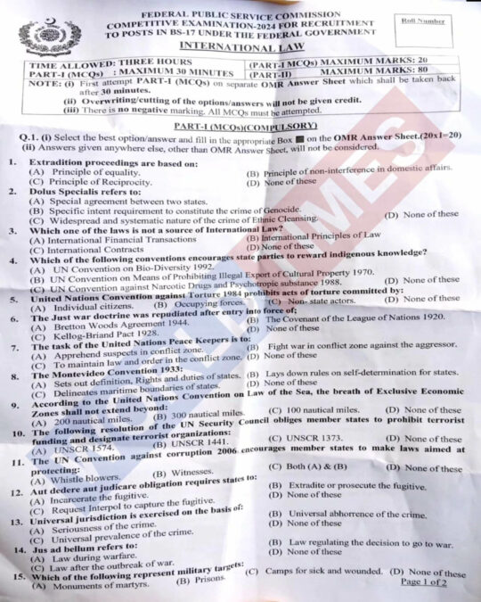 CSS International Law Paper 2024 - Legalversity