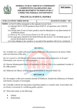 CSS Political Science Paper-I 2024 - Legalversity